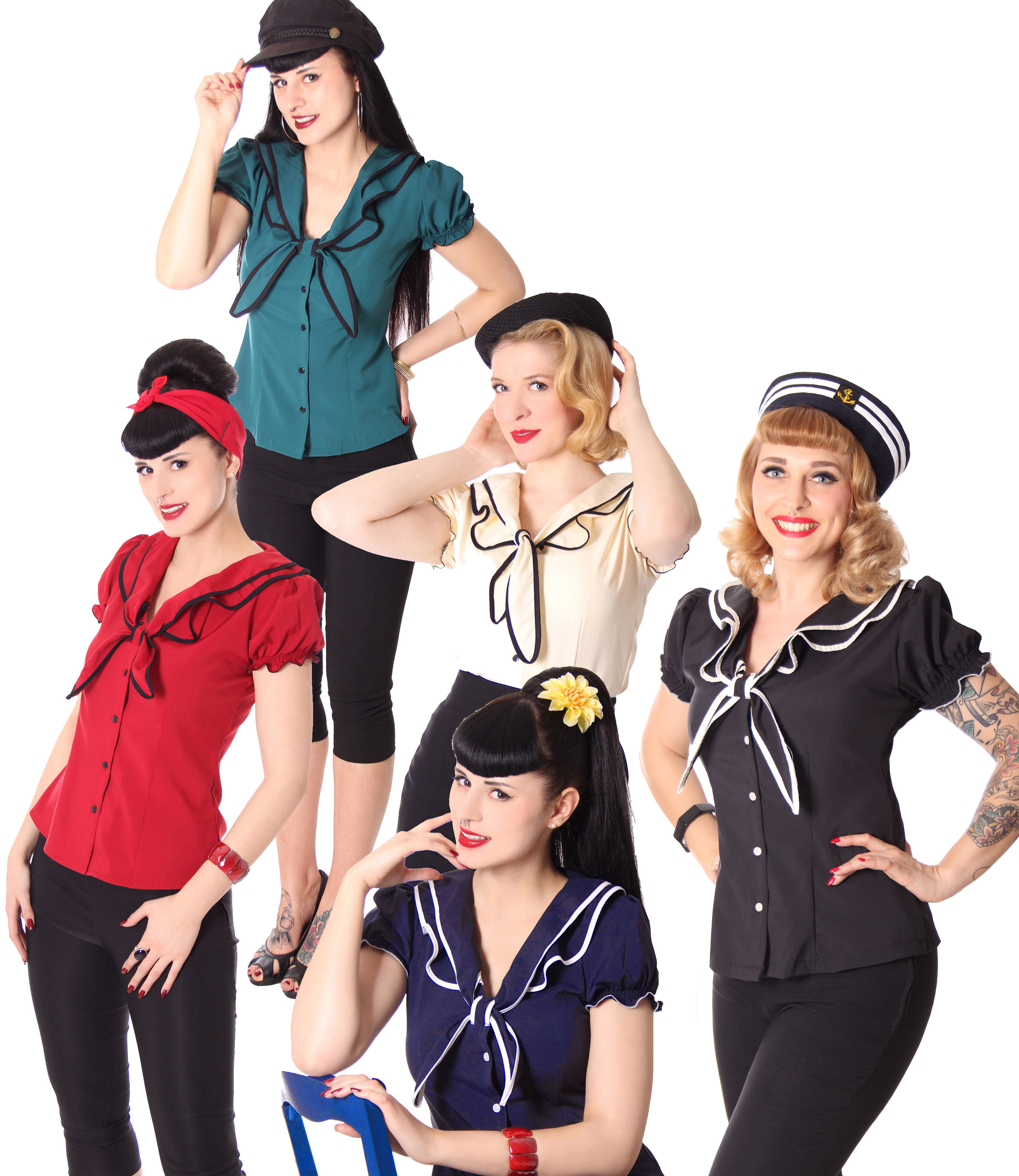Dollydi 50s Style retro scoops ruffles collar blouse v. SugarShock ...
