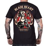 Black Heart Pin Up in Flames T-Shirt | Suicide Glam